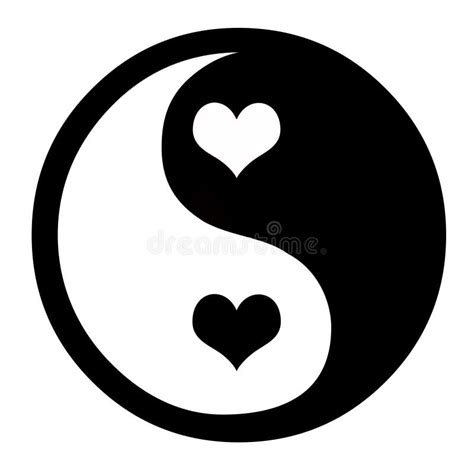 Yin Yang Avec Des Coeurs Illustration Stock Illustration Du Religieux
