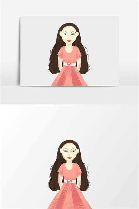 Cartoon Girl With Big Forehead Illustration Element Psd Illustration