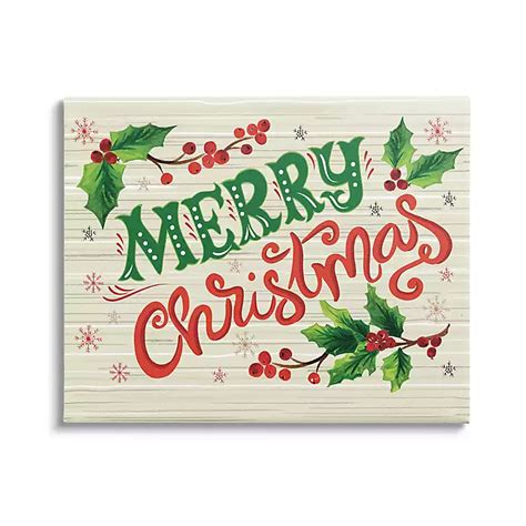 Merry Christmas With Holly Canvas Wall Plaque Kirklands Home