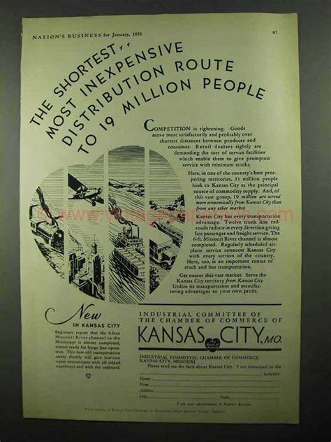 1931 Kansas City MO Ad Shortest Distribution Route CV0025