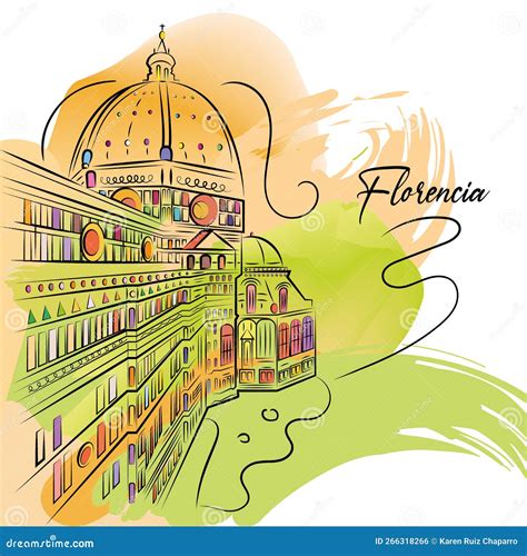 Watercolor Sketch Of Florencia Cityscape Vector Stock Vector Illustration Of Landscape