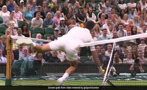 Novak Djokovic Falls Over Net In Bizarre Moment At Wimbledon Opponent