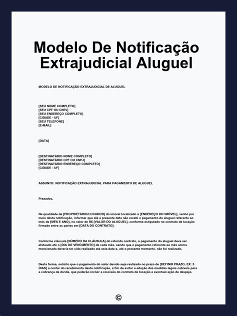 Modelo De Notificação Extrajudicial Aluguel