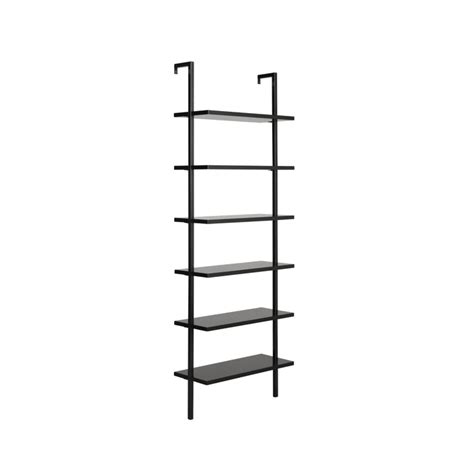 6 Shelf Wood Wall Mount Black Ladder Bookshelf Set Of 2 Nathan James