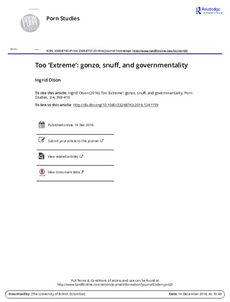 Pdf Too Extreme Gonzo Snuff And Governmentality