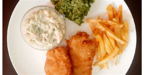 English Style Fish And Chips With Mushy Peas And Tartar Sauce Recipe By