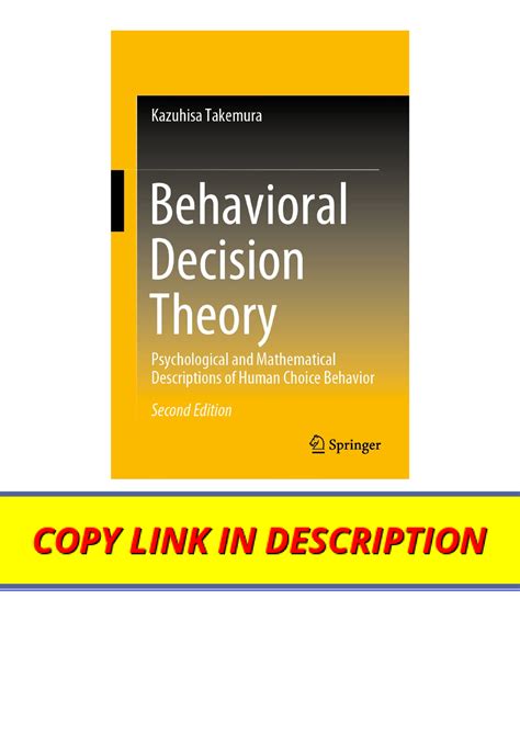 Download Pdf Behavioral Decision Theory Psychological And