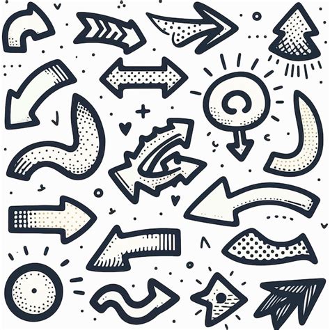 Clean Dot Style Hand Drawn Doodle Arrows Set Premium Ai Generated Vector