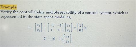 Solved Example Verify The Controllability And Observability