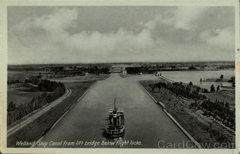 Welland Ship Canal From Lift Bridge Below Flight Locks Port Colborne