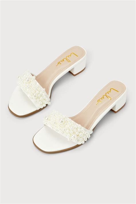 Lulus Adelaide White Pearl High Heel Slide Sandal Heels Modesens
