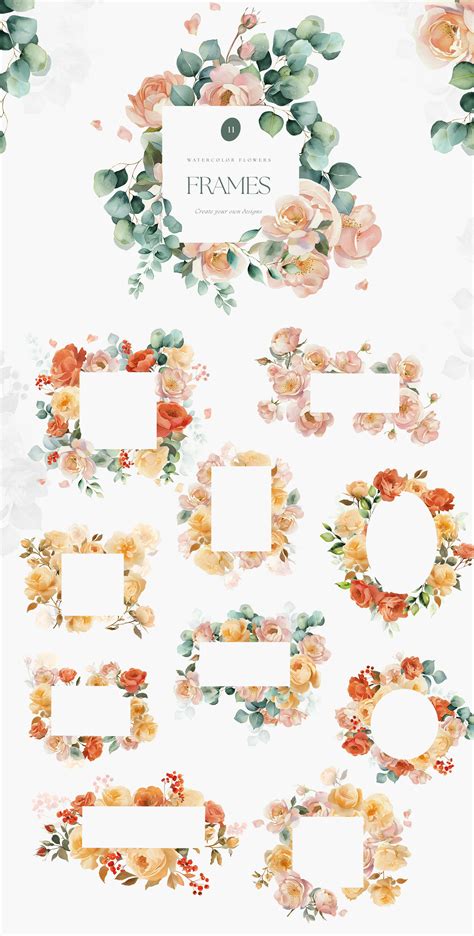 Watercolor Wedding Roses Clipart Design Cuts