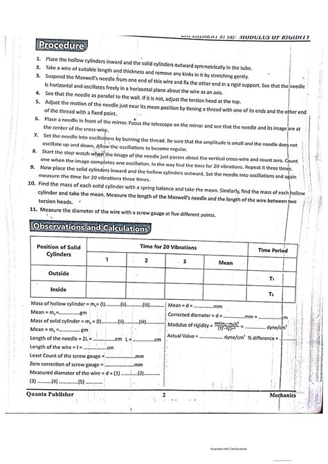 SOLUTION Modulus Of Rigidity Lab Work 3rd Semester Bs Physics Studypool