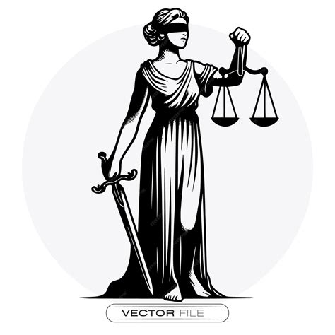 비늘과 검을 가진 정당한 여사 프리미엄 벡터