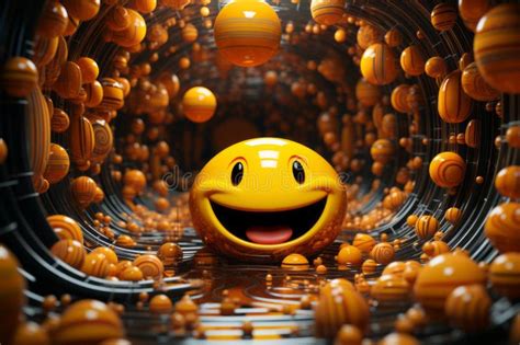 A Smiley Face Surrounded By Orange Balls Stock Illustration