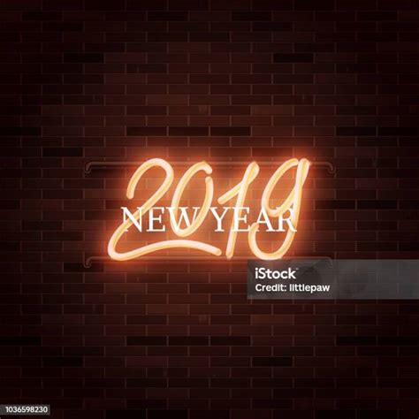 행복 한 새 해 2019 네온 인터레이스 벡터 일러스트 레이 션 배너 엽서 빛나는 텍스트 디자인 12월 31일에 대한 스톡 벡터 아트 및 기타 이미지 Istock