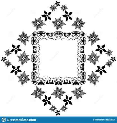 Marco De La Flor Del Ornamento Del Negro Del Ejemplo Del Vector Para La