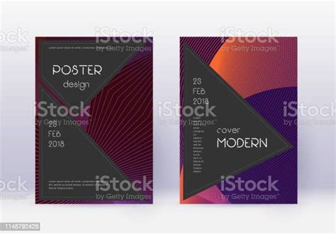 Kumpulan Templat Desain Sampul Hitam Violet Abstrak L Ilustrasi Stok