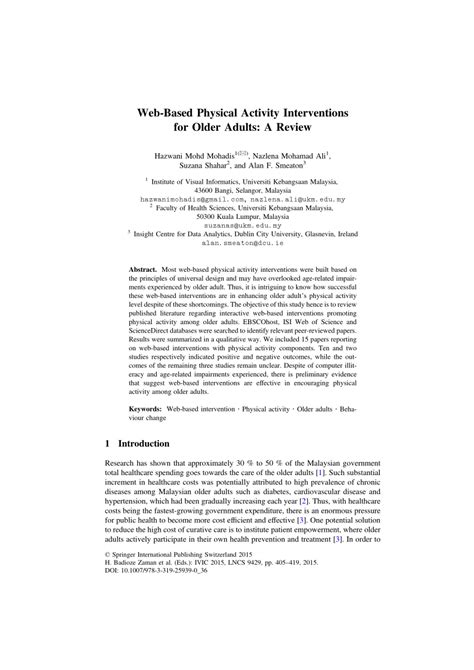 Pdf Web Based Physical Activity Interventions For Older Adults A Review