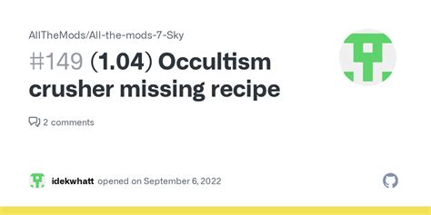 104 Occultism Crusher Missing Recipe · Issue 149 · Allthemodsall