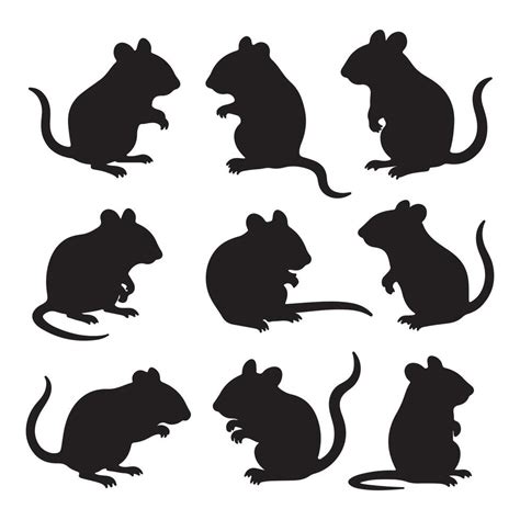 A Set Of Silhouettes Of Mice 50346839 Vector Art At Vecteezy
