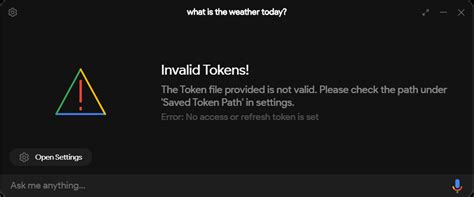 Bug Invalid Tokens Error Issue 815 Melvin Abraham Google Assistant Unofficial Desktop