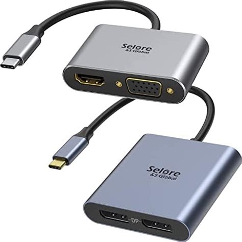 Seloreands Global Usb C To Dual Displayport Splitter Adapter Hdmi Vga Adapter