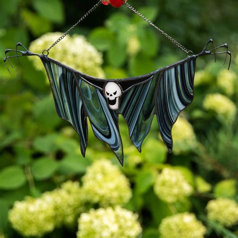 Halloween Stained Glass Window Hangings Horror Decor Grim Etsy