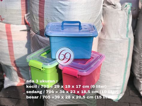 3 Pcs Container 704 Mercury Tanggung 10 Liter Box Kotak Penyimpanan Tutup Bening Murah