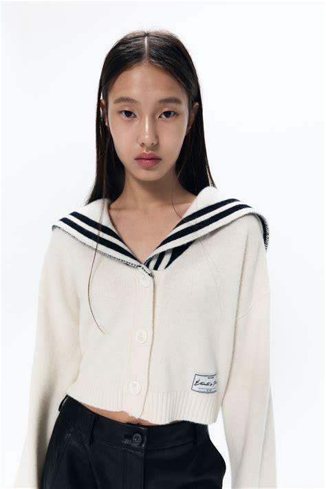 Sailor Collar Cardigan Fashion Maxi Skirt Black Casual Fashion