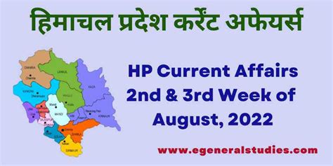 Hp Current Affairs In Hindi 2nd And 3rd Week Of August 2022 General