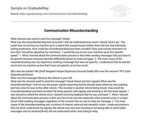 ⇉communication Misunderstanding Essay Example Graduateway