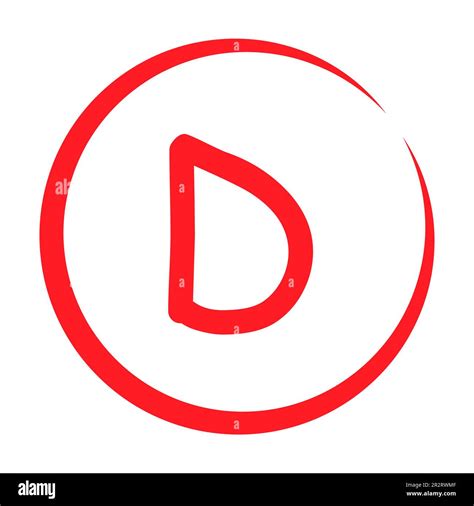 Grade Result D Hand Drawn Icon In Red Color Test Exam Mark Report Vector Illustration Stock