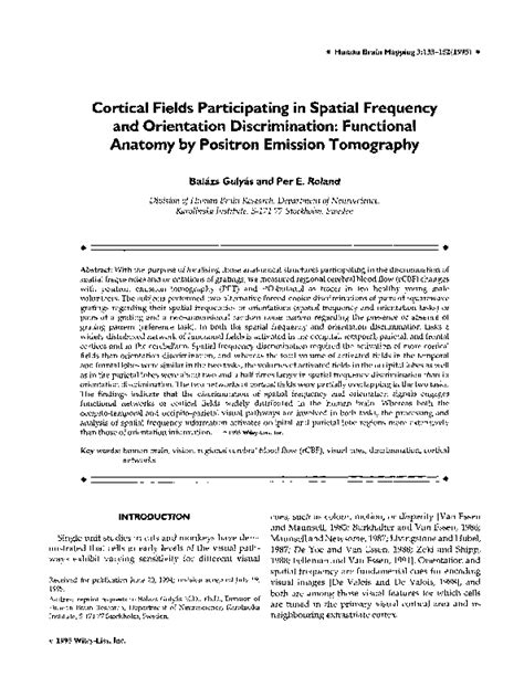 Pdf Cortical Fields Participating In Spatial Frequency And
