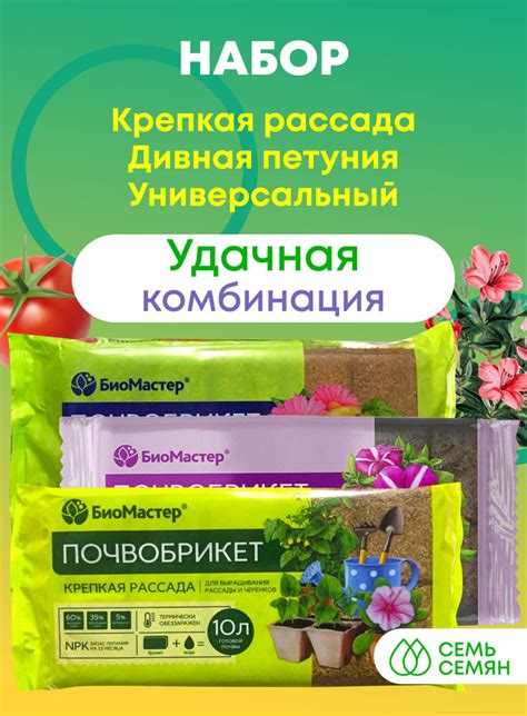 Набор почвобрикетов "БиоМастер" Крепкая рассада 10л. + Дивная петуния ...