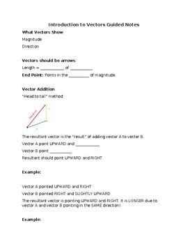 Introduction To Vectors Guided Notes By Rod S Ecosystem Lab TPT