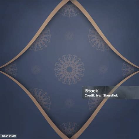 Template Brosur Ucapan Selamat Dalam Warna Biru Dengan Ornamen Mandala