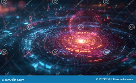 An Abstract Representation Of AI As A Glowing Holographic Entity Stock