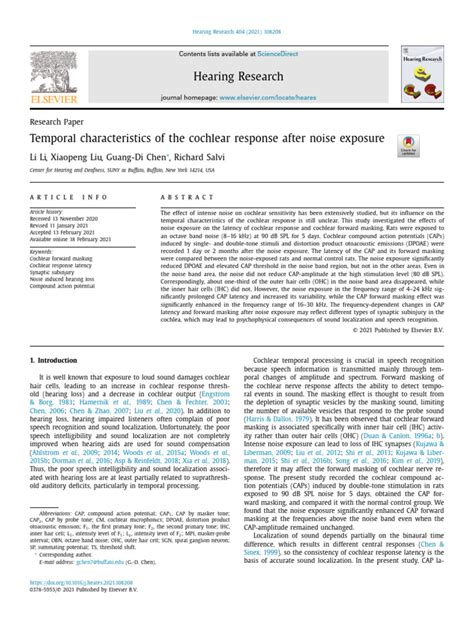 Temporal Characteristics Of The Cochlear Response After Noise Exposure