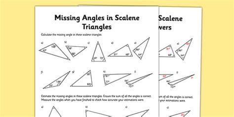 Calculating Angles Of Scalene Triangles Worksheet Worksheet