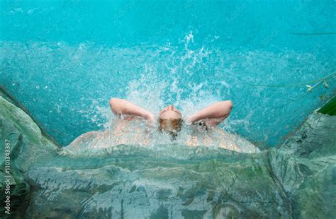 View From Above To Beautiful Young Sexy Blonde Naked Woman Enjoying