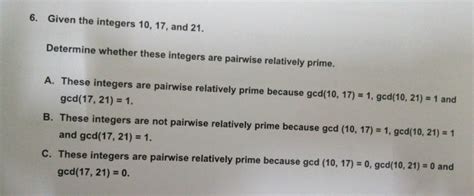 solved 6 given the integers 10 17 and 21 determine