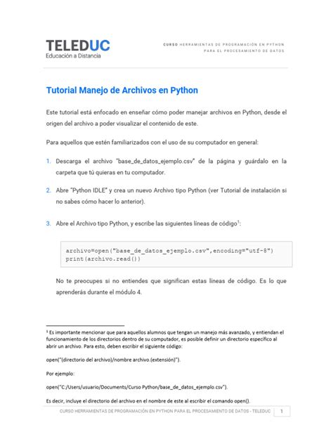 tutorial manejo de archivos en python pdf archivo de computadora python lenguaje de