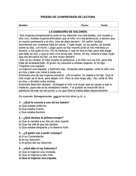 Prueba Compresion Lectura 3º Gradopágina07 Imagenes Educativas