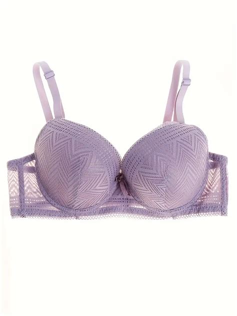 Contrast Lace Push Bra Comfy Breathable Bow Tie Bra Womens Temu Canada