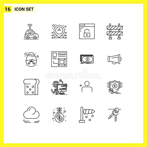 16 Thematic Vector Outlines And Editable Symbols Of Browser Nature Privacy T Easter Stock