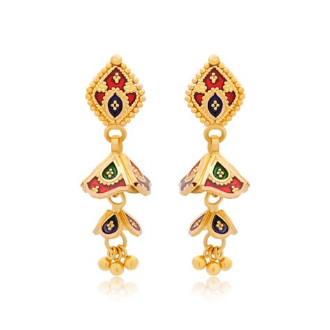 22k Gold Indian Jhumka Earrings Queen Of Hearts Jewelry