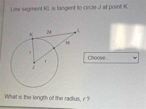 solved line segment kl is tangent to circle j at point k choose i