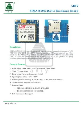 Adiy A7670e Gsm 2g 4g Breakout Board At Rs 1216 Piece Lamington Road