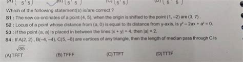 which of the following statement s is are correct s1 the new co ordina